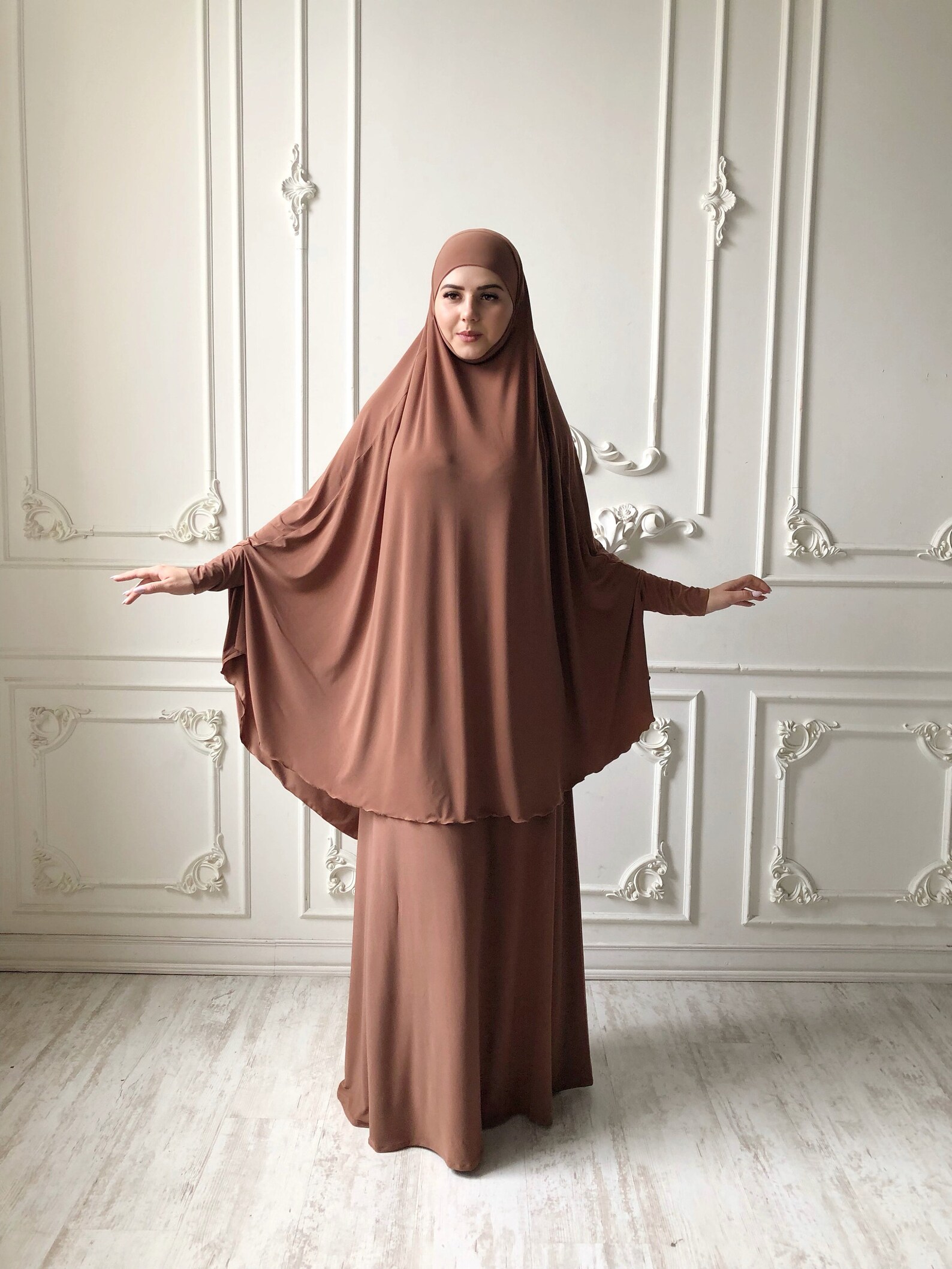Brown Jilbab Suit With Skirt Transformer Khimar Niqab - Etsy
