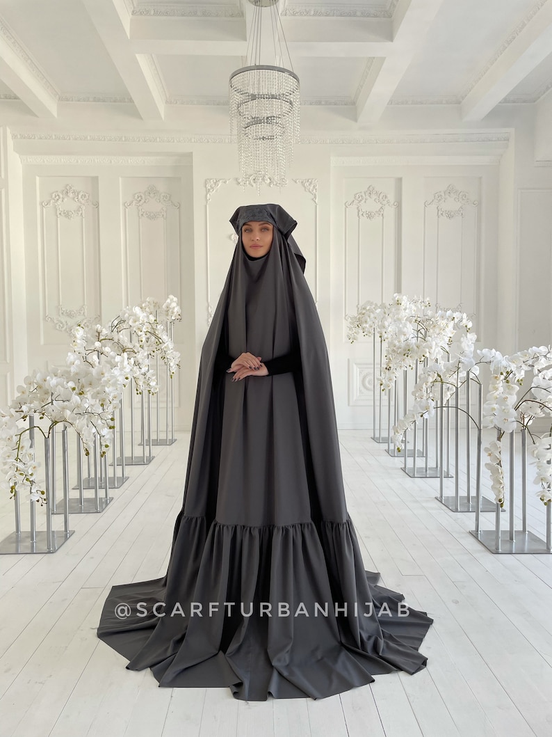 Gray Afghan Burqa Cape Traditional Chador Full Niqab Lace - Etsy