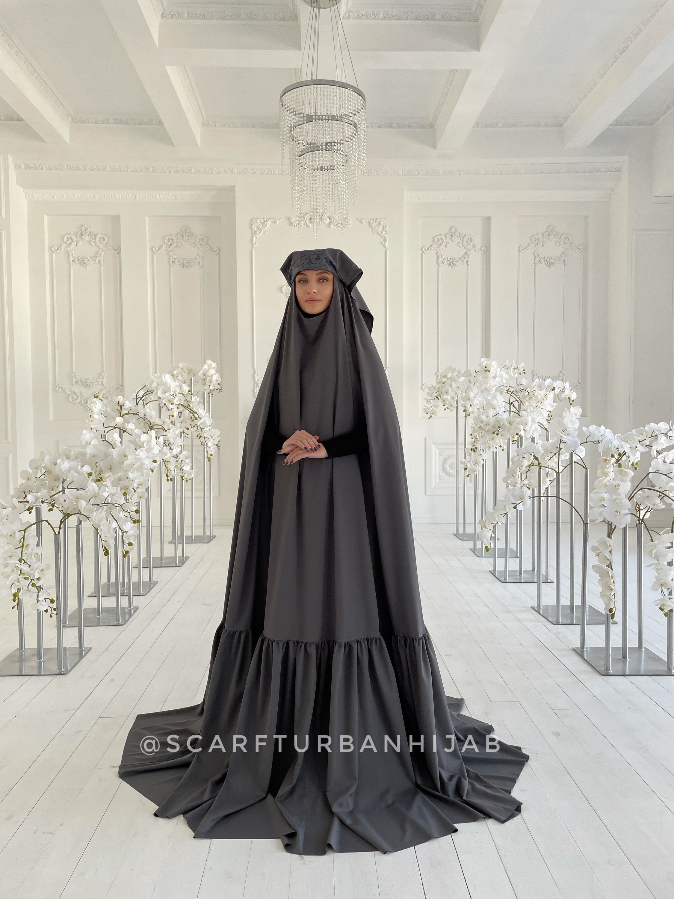 Gray Afghan Burqa Cape Traditional Chador Full Niqab Lace - Etsy