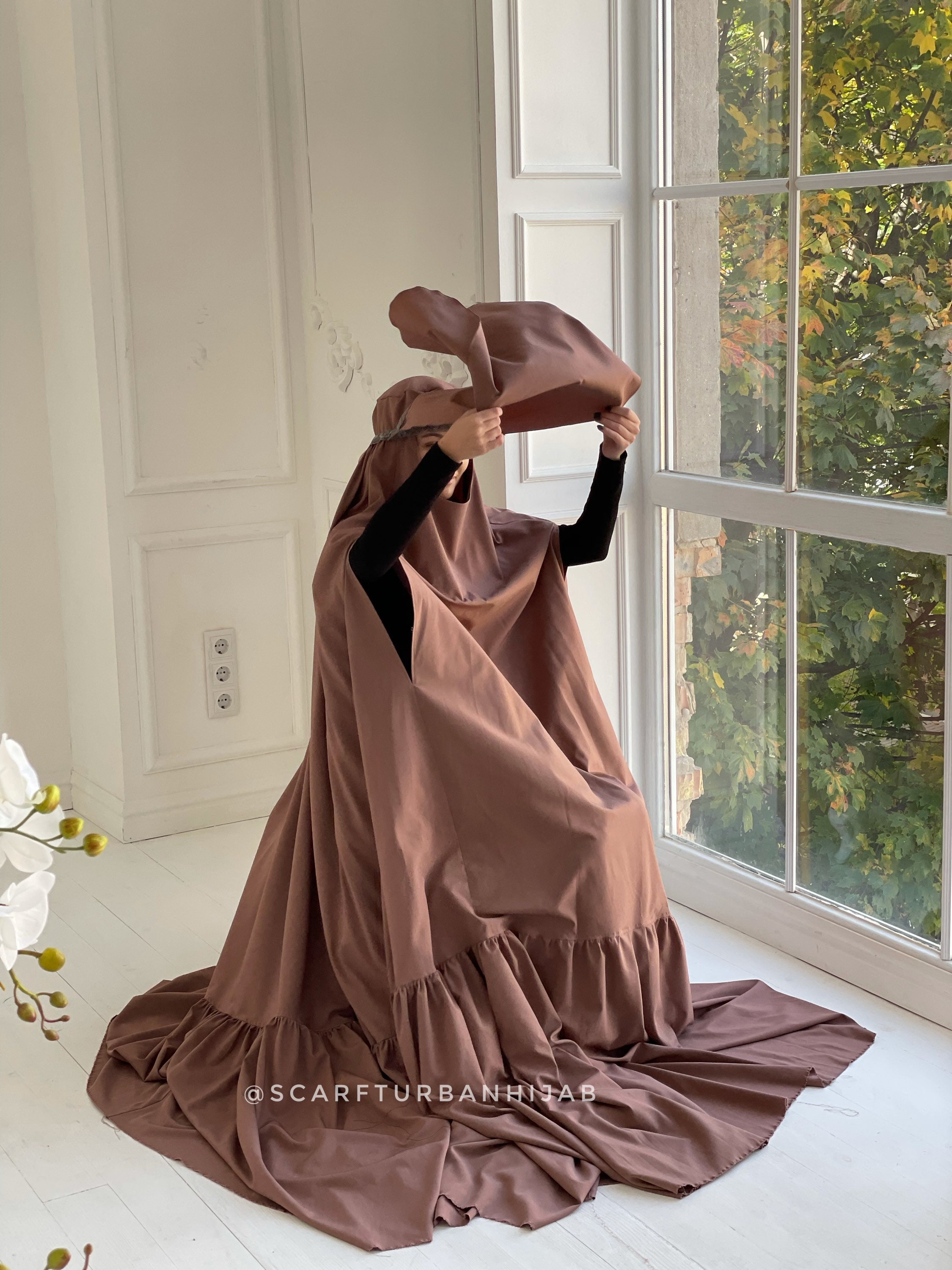 Brown Afghan Burqa Cape Traditional Chador Full Niqab Lace | Etsy