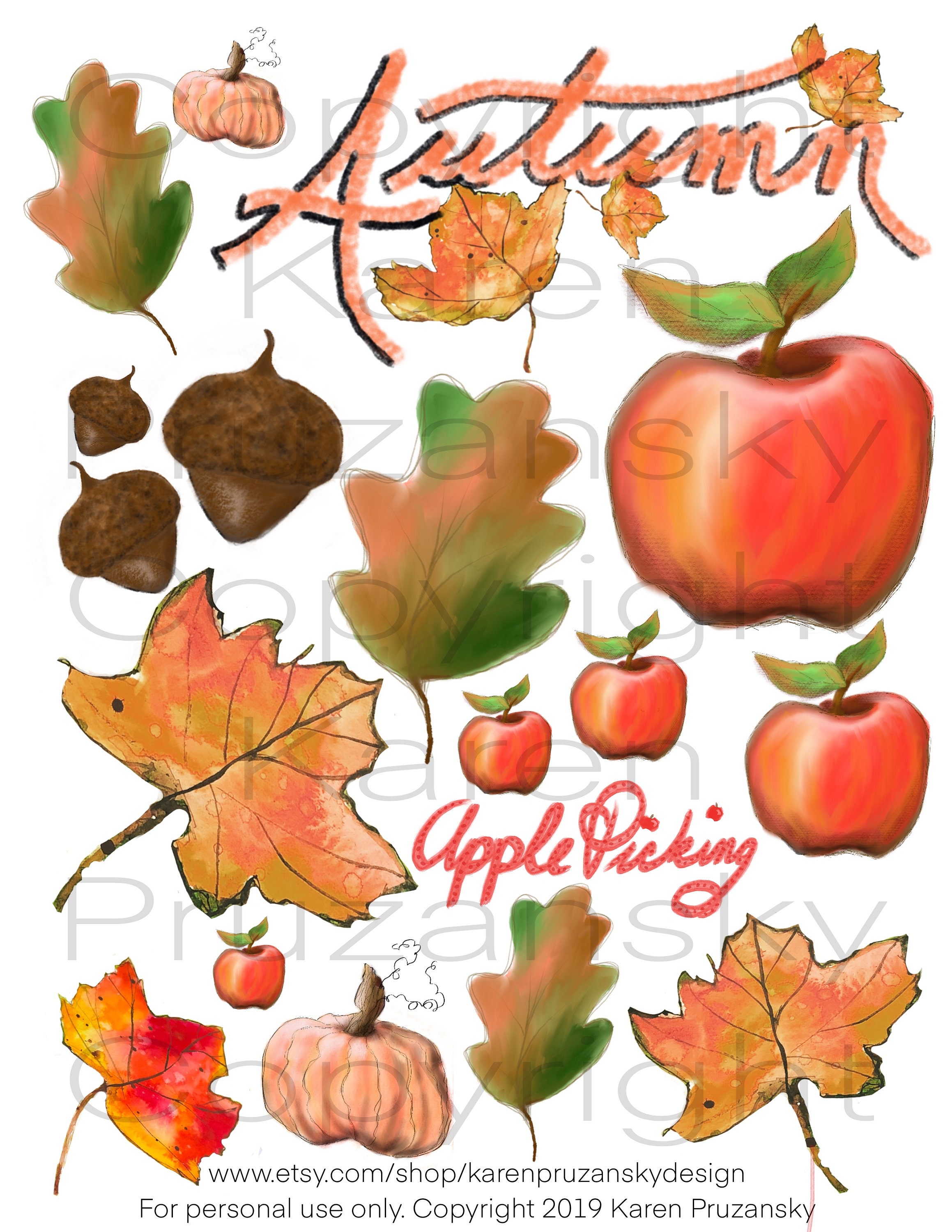 AUTUMN APPLE PICKING Digital Collage Sheet Printable Collage Art ...