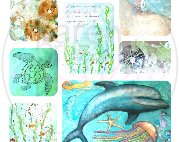 Under the Sea Collage Sheets, Mermaid Sparkle Painting (digital ...
