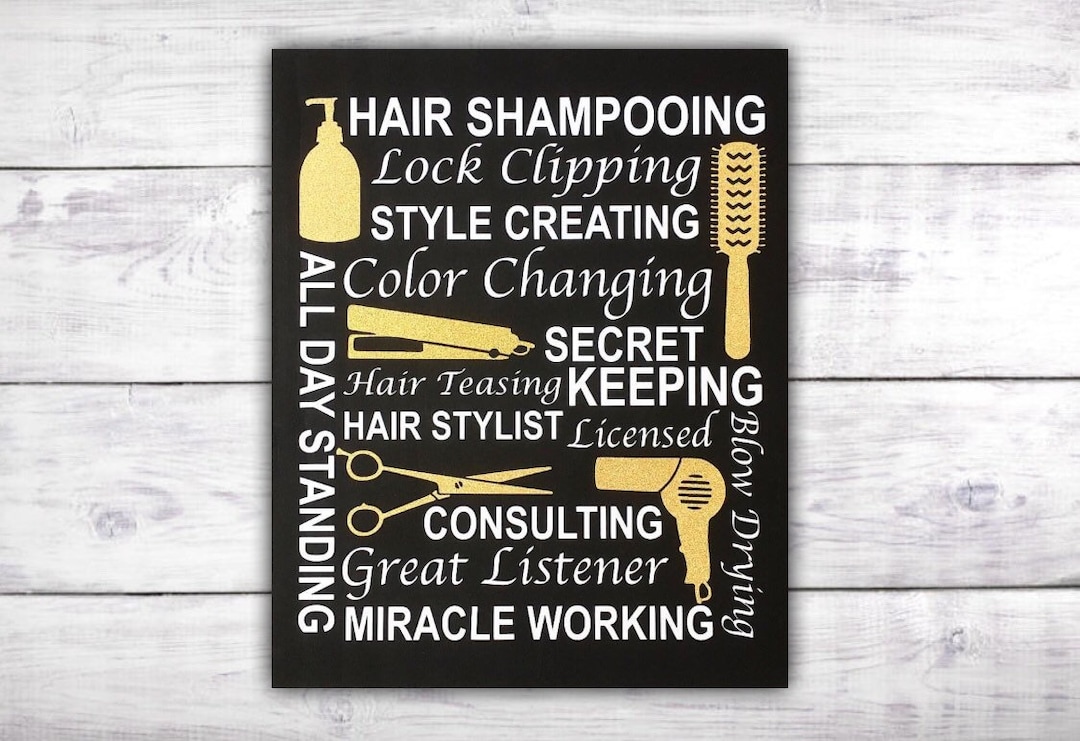 Hair Salon Word Collage Sign | Hairdresser | Hair Stylist Gift | Barber ...