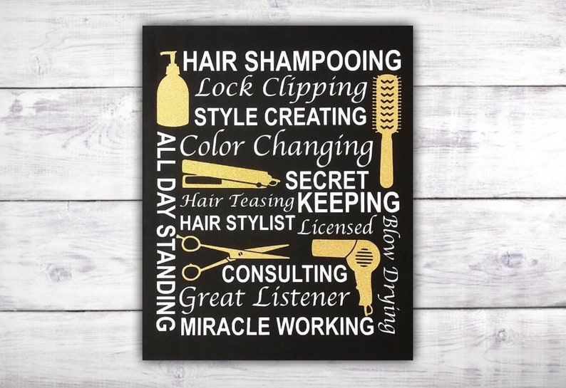 Hair Salon Word Collage Sign Hairdresser Hair Stylist Gift - Etsy