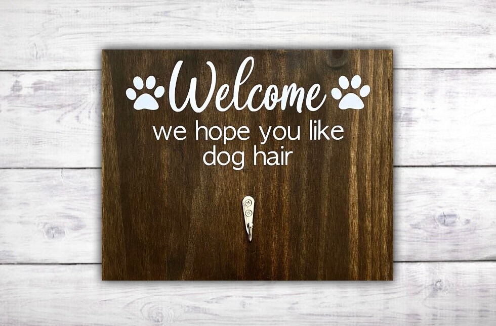 Dog Welcome Sign Lint Roller Hook Dog Leash Holder Dog | Etsy