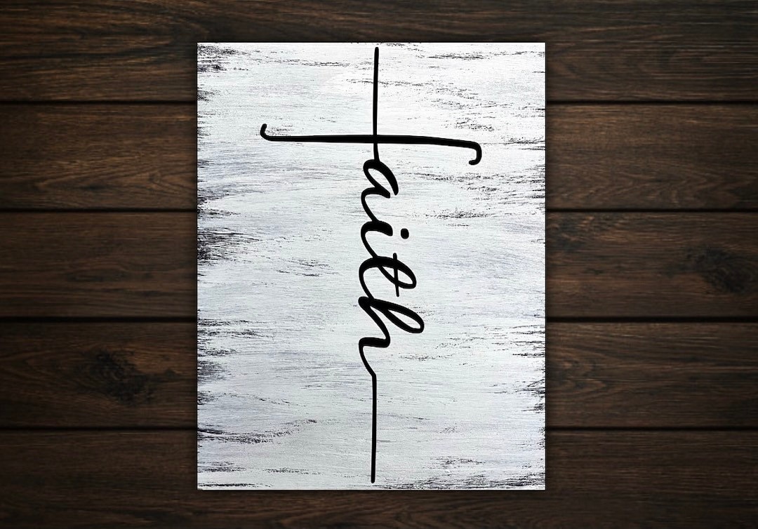 Cross Faith Sign Christian Wall Art Wooden Faith Sign - Etsy