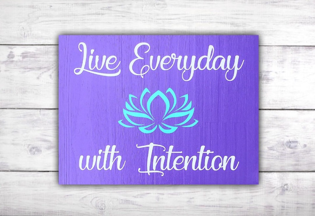 Live With Intention Sign Lotus Flower Decor Chakra Art - Etsy
