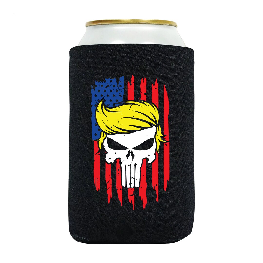 Trump Skeleton Head Flag Beer Can Holder Patriotic Gifts for Dad ...