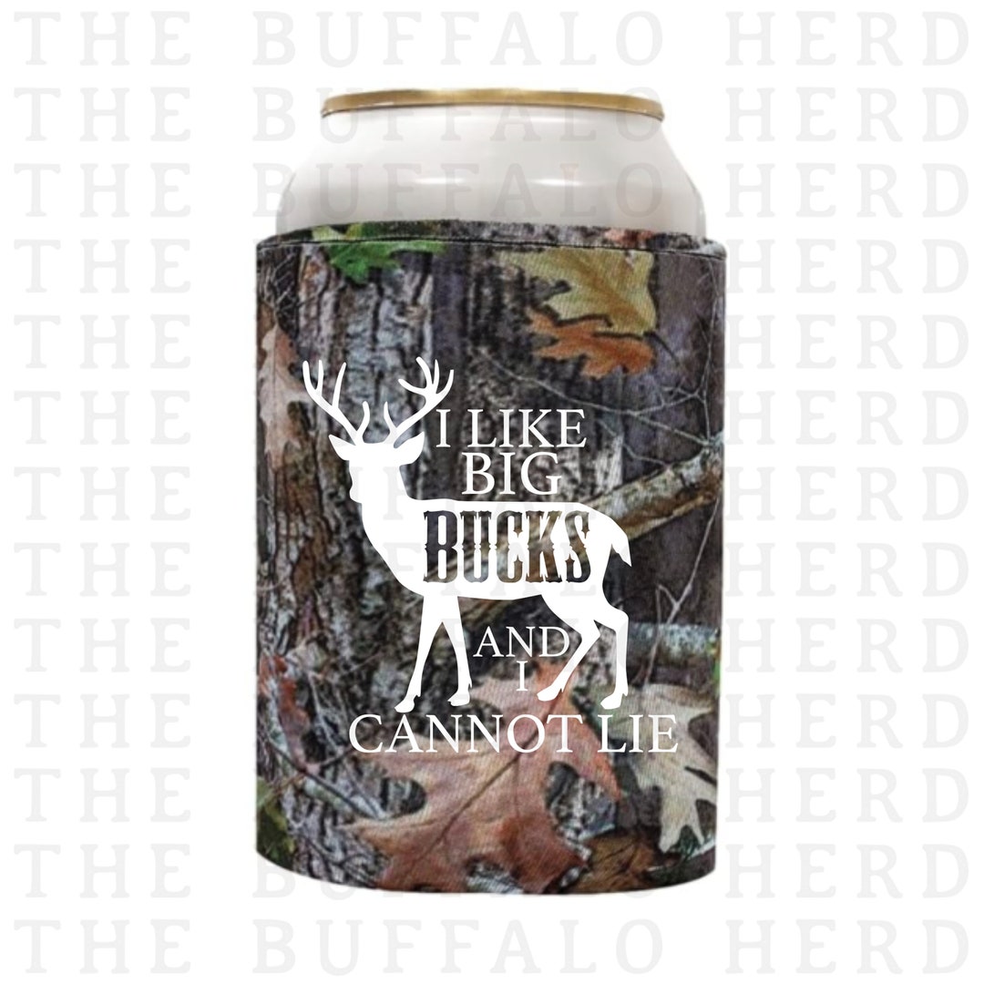 I Like Big Bucks Camo Beer Can Holder | Deer Antlers Beverage Holder ...
