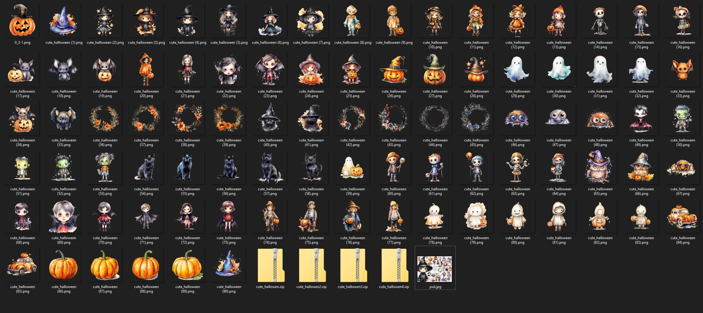 91 Cute Halloween Clipart Set in Transparent PNG - Cute Halloween ...