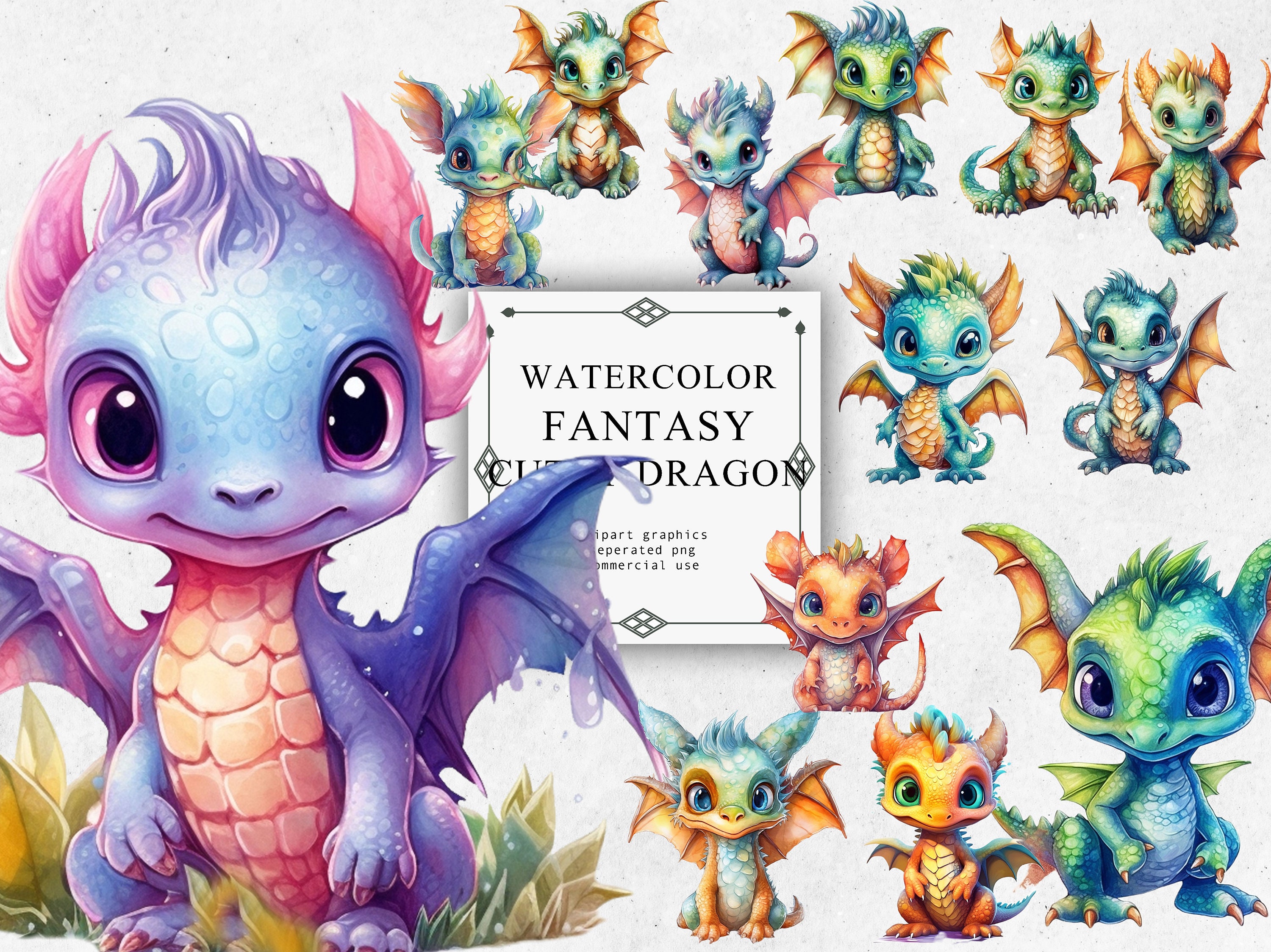 Fantasy Dragon Clipart Set in Transparent PNG - Fantasy Dragon ...
