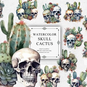 15 Skull Cactus Clipart Set in Transparent PNG - Skull Cactus ...