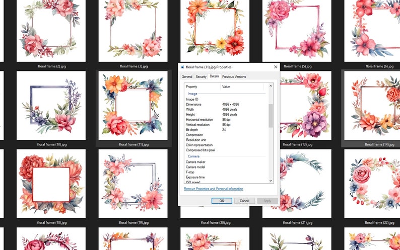 250 Floral Frames Clipart Set in JPG White Background - Super Quality ...