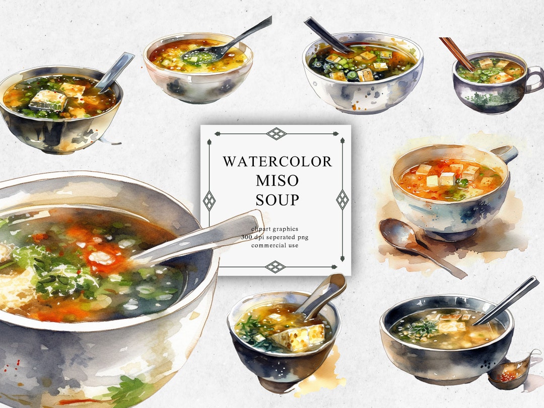 8 Miso Soup Clipart Set in Transparent PNG - Digital Image Downloads ...