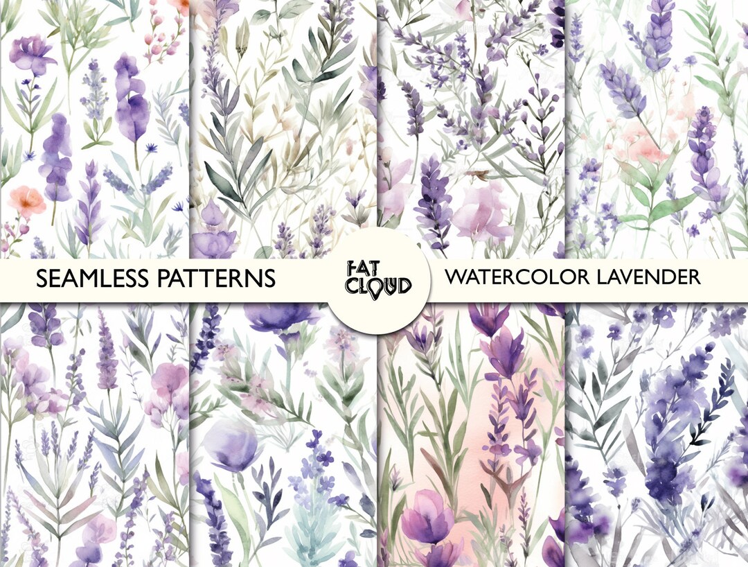 15 Lavender Watercolor Seamless Textures Pattern Lavender Watercolor ...