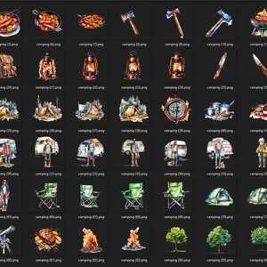 90 Camping Clipart Bundle in Transparent PNG - Camping Watercolor ...