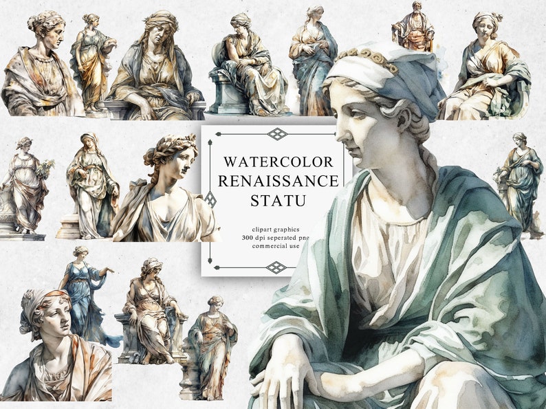 16 Renaissance Statue Clipart Set in Transparent PNG - Renaissance ...