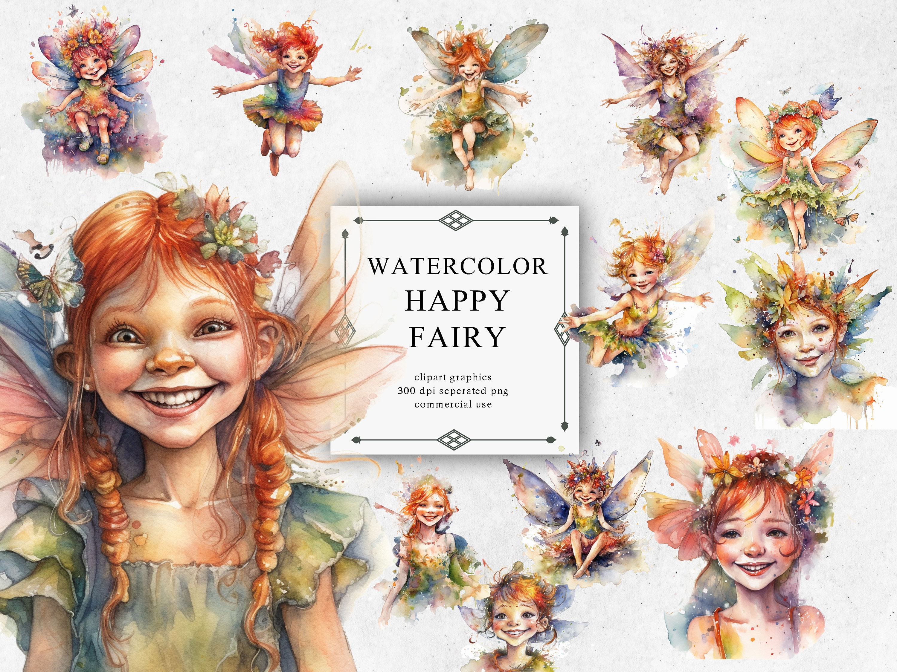 17 Watercolor Happy Fairy Clipart - Digital PNG Happy Fairy. Happy ...
