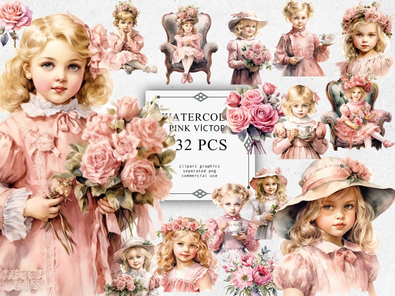 32 Pink Victoria Clipart Set in Transparent PNG - Pink Victoria ...