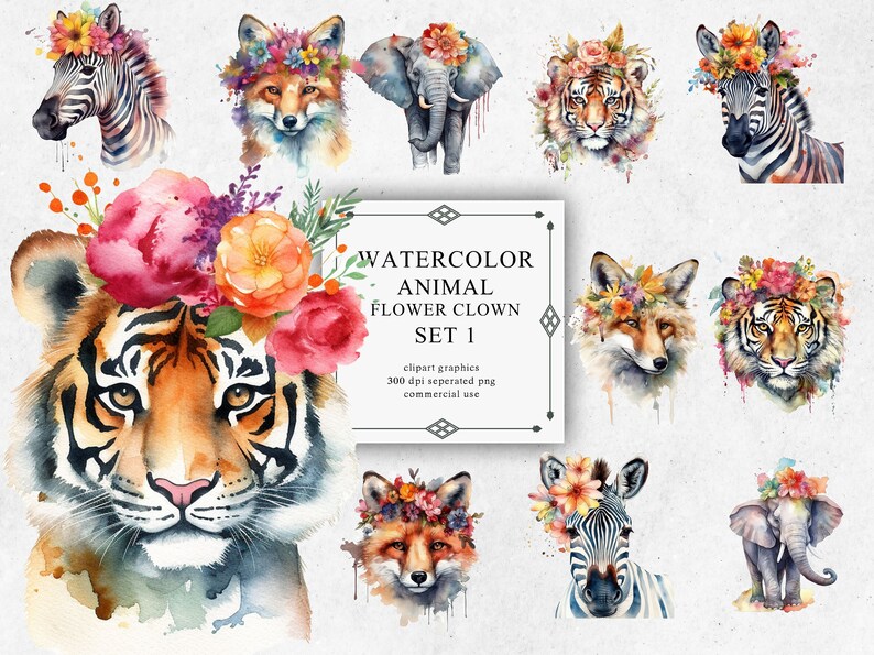 15 imágenes prediseñadas de corona floral de animales de - Etsy México