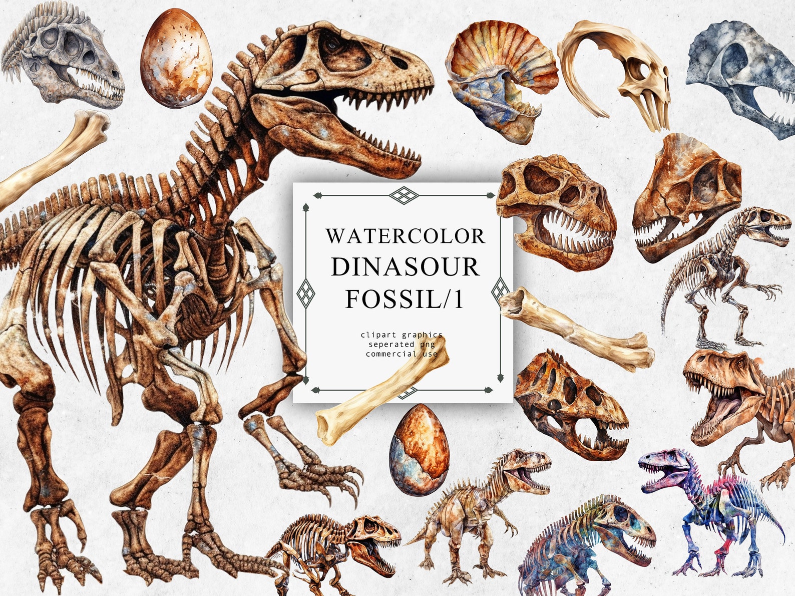 Dinasour Fossil Clipart Set in Transparent PNG Dinasour Fossil ...