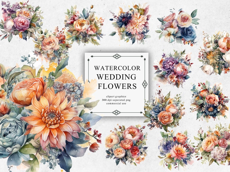 20 Wedding Flowers Clipart Set in Transparent PNG - Wedding Flowers ...