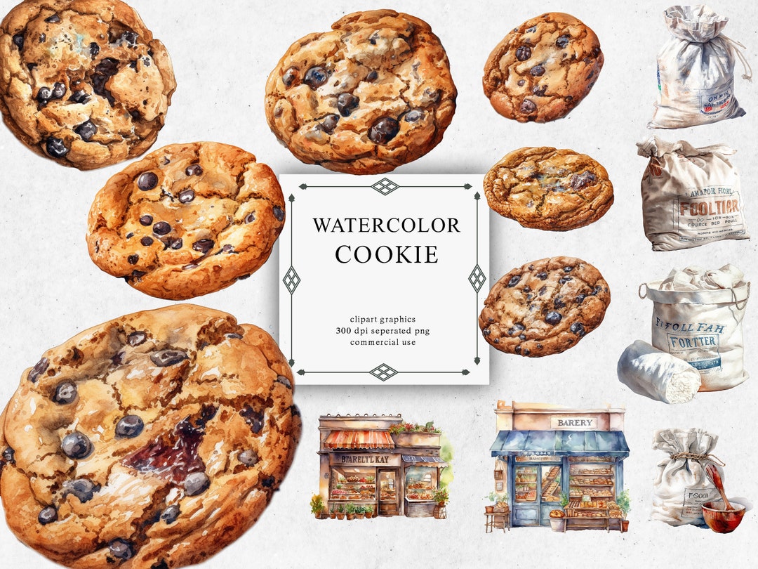13 Watercolor Cookie Clipart - Digital PNG Cookie, Cookie Cookie ...