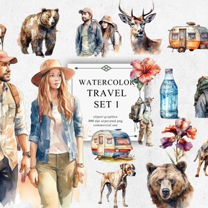 38 Traveller Clipart Set in Transparent PNG - Wild Nature Watercolor ...