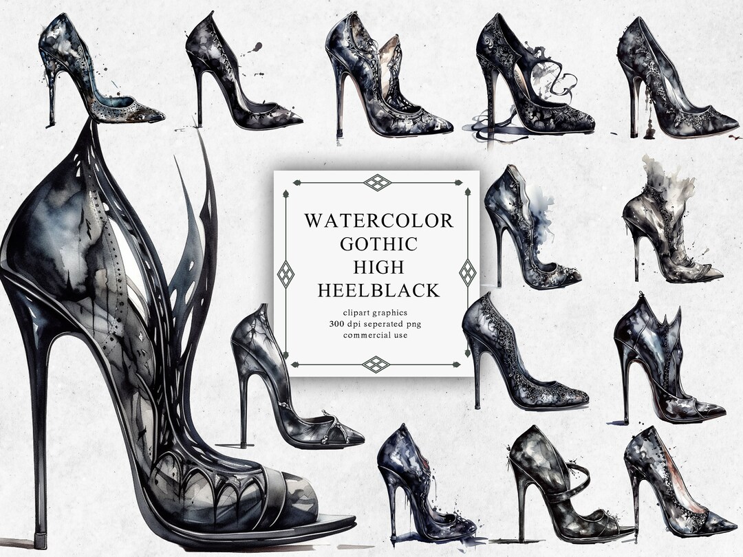 14 Gothic High Hell Clipart Watercolor Bundle Png Graphics Images Pack ...