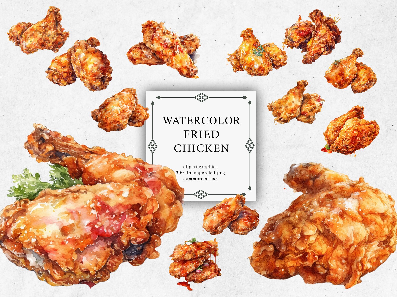 20 Fried Chicken Clipart Set in Transparent PNG - Fried Chicken ...