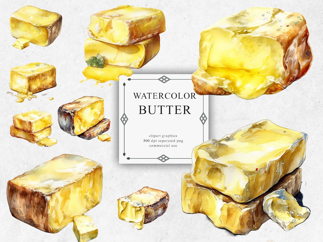 20 Butter Clipart Set in Transparent PNG - Butter Watercolor Digital ...