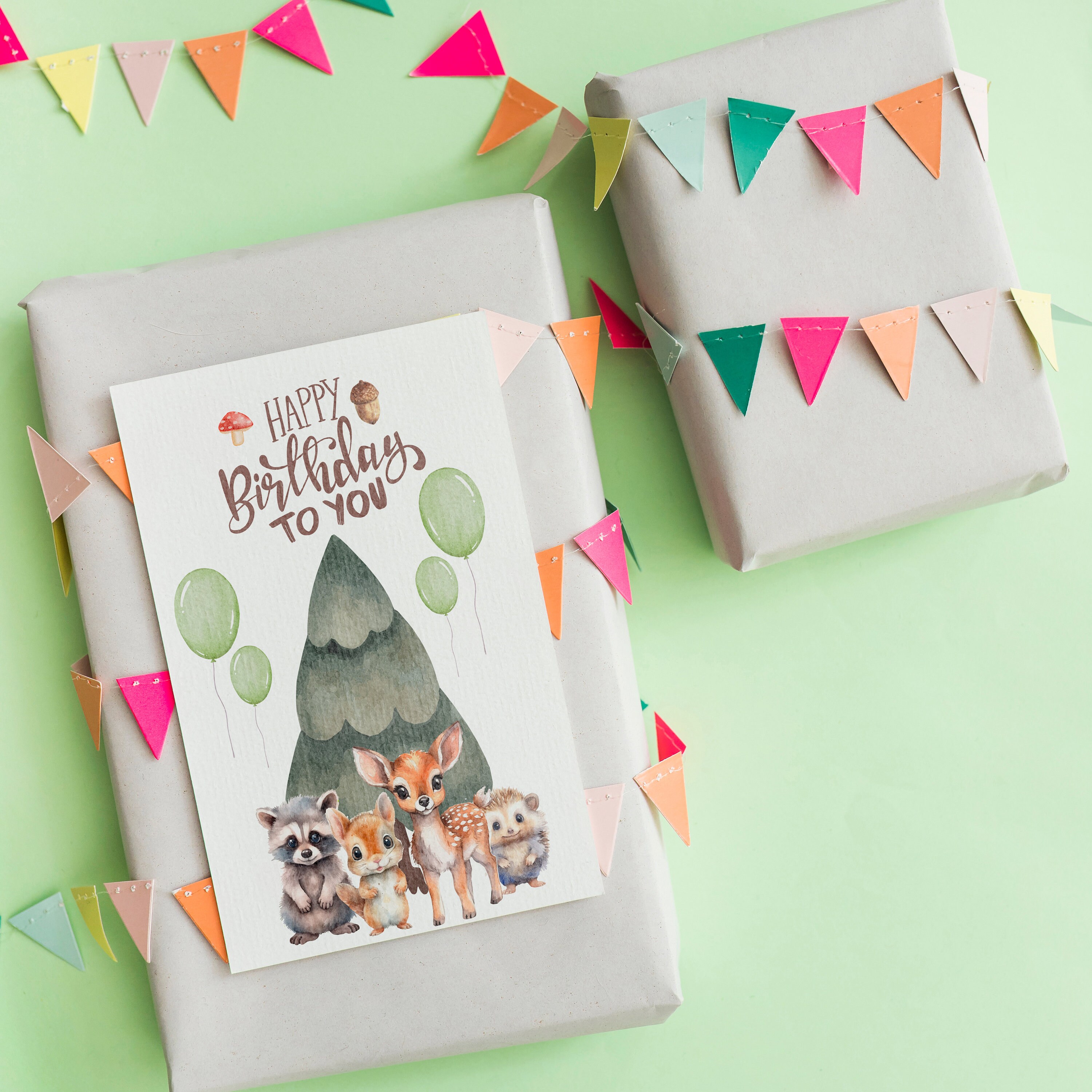 Woodland Animal Clipart Set in Transparent PNG Woodland Happy Birthday ...