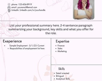 Feminine Resume Template With Photo | Canva Editable CV | Professional ...