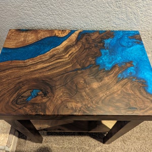 Walnut Resin River Side Table - Etsy