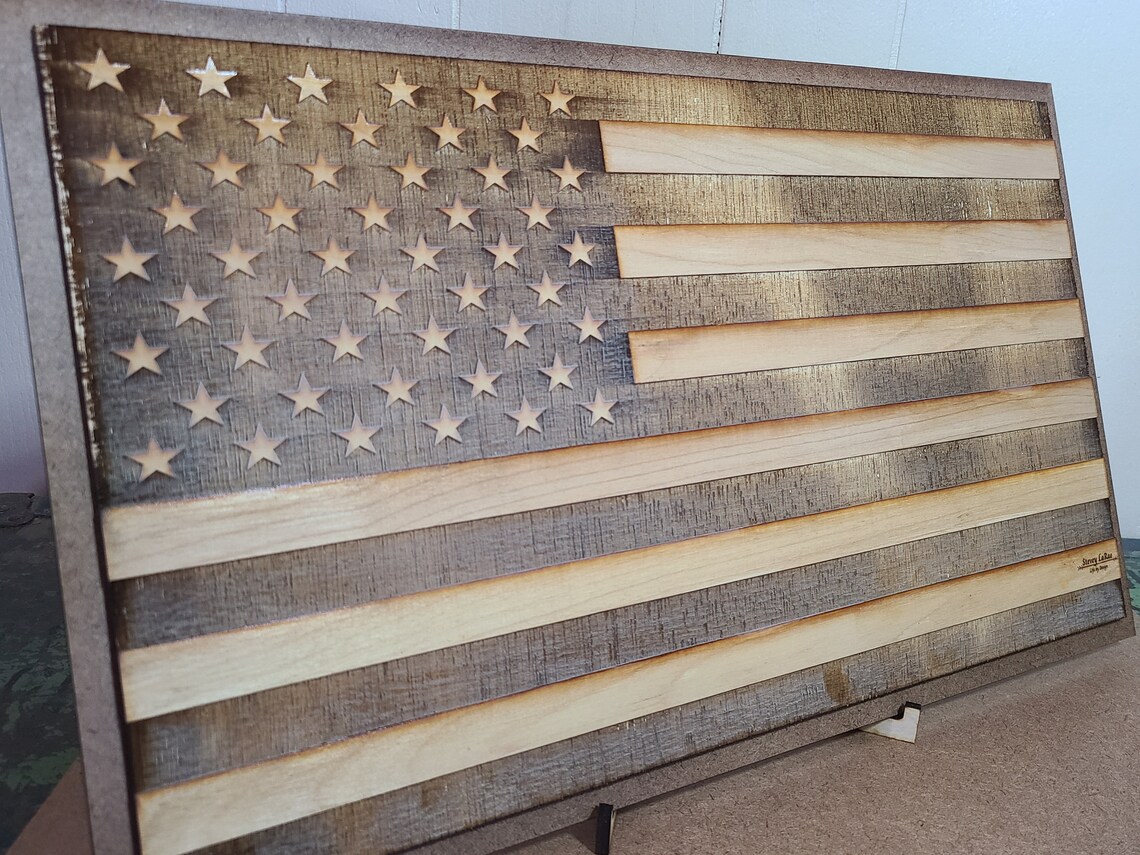 American Flag, Laser Engraved, 3.5x2in Magnet and 11×17 Inch Plaque ...