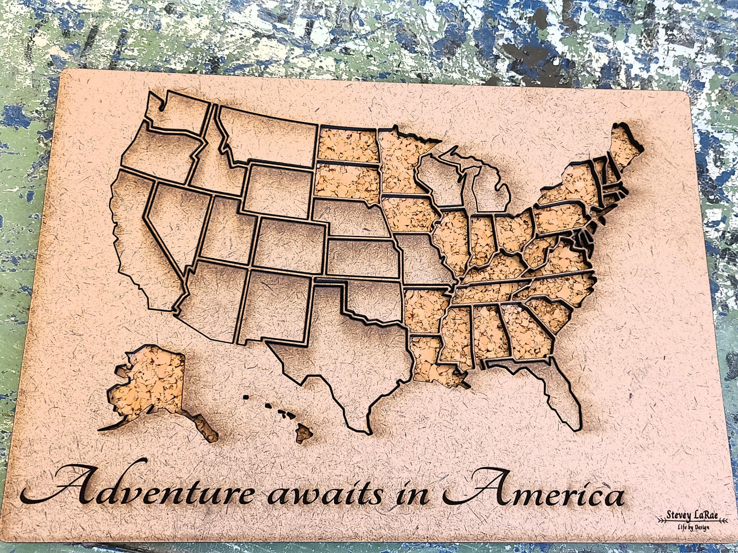 USA Cork Board Map Push Pin/mark Your Map With State Pieces - Etsy