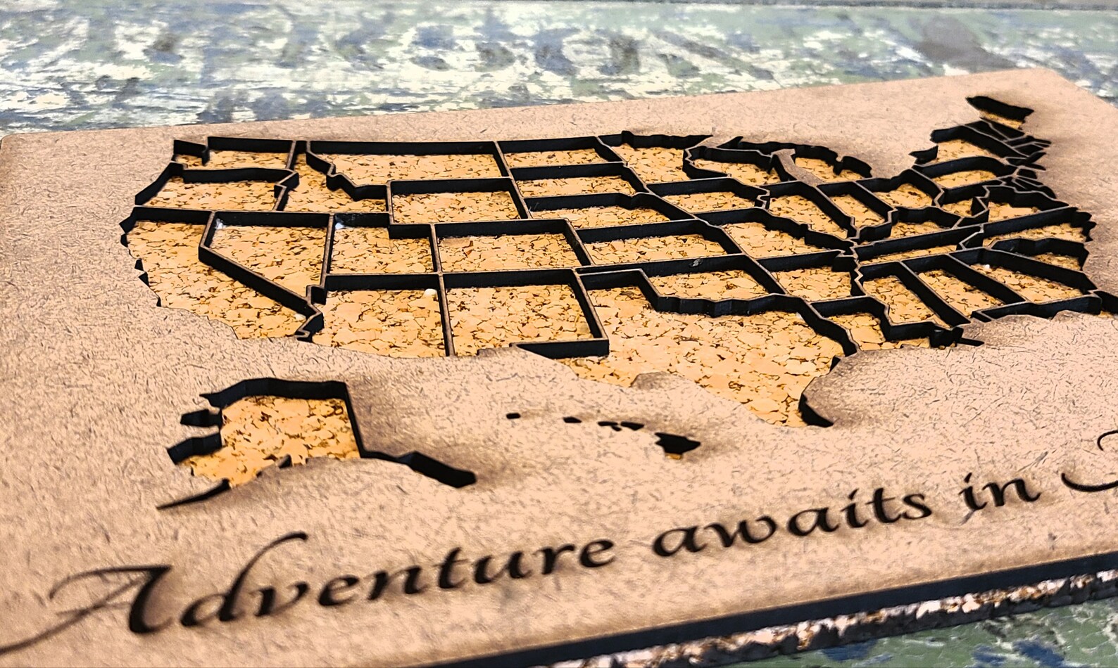 USA Cork Board Map| Push Pin/mark Your Map With State Pieces | Quality ...