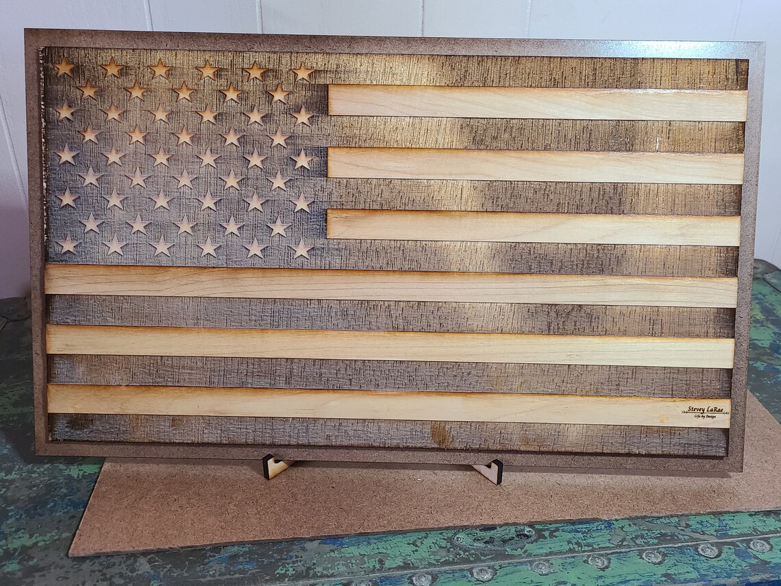 American Flag, Laser Engraved, 3.5x2in Magnet and 1117 Inch Plaque, USA ...