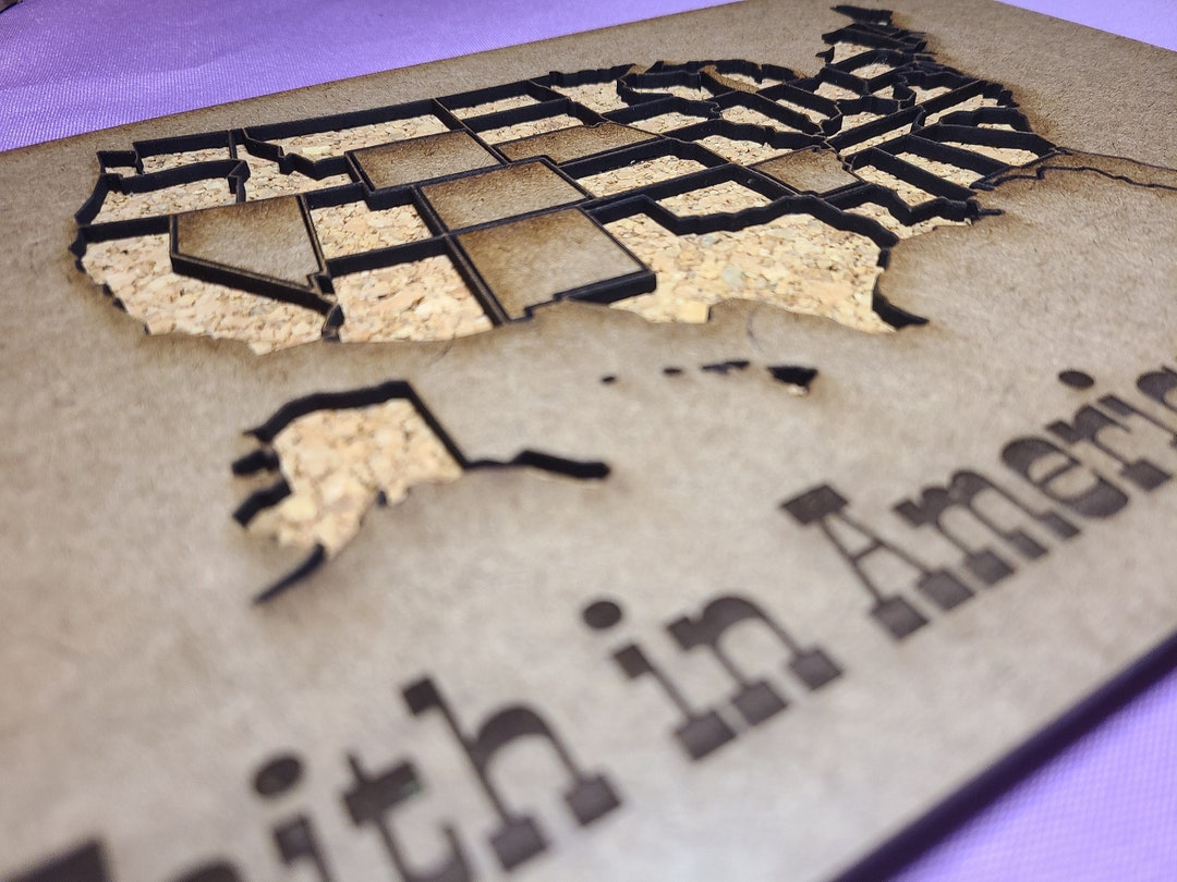 USA Cork Board Map| Push Pin/mark Your Map With State Pieces | Quality ...
