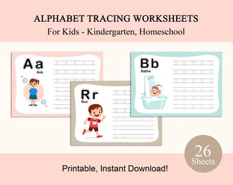 26 Printable Uppercase and Lowercase Alphabet Tracing & Coloring ...