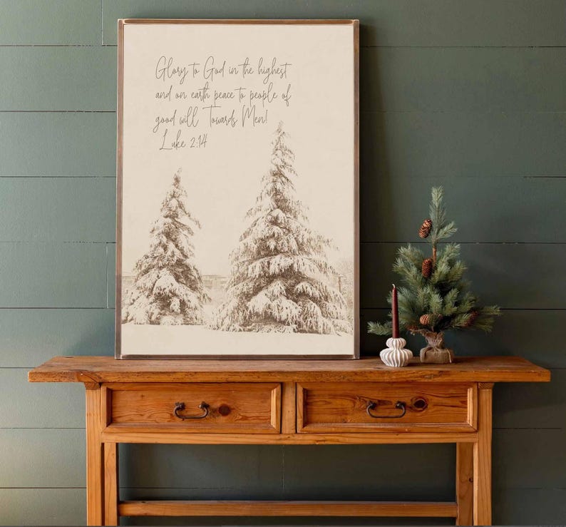 Christmas Tree Art Print With Scripture | Bible Verse Print | Glory to ...