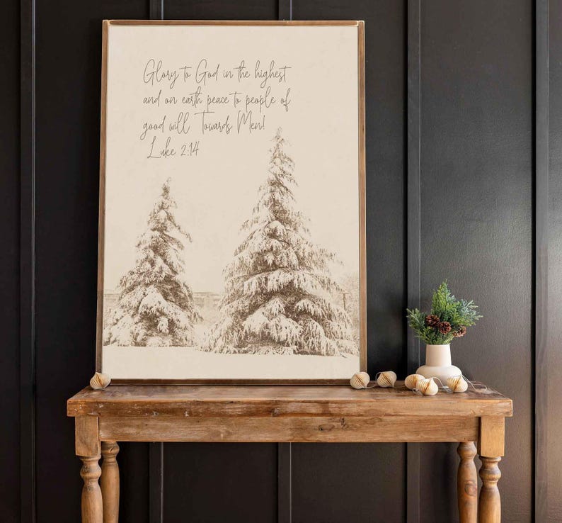 Christmas Tree Art Print With Scripture | Bible Verse Print | Glory to ...