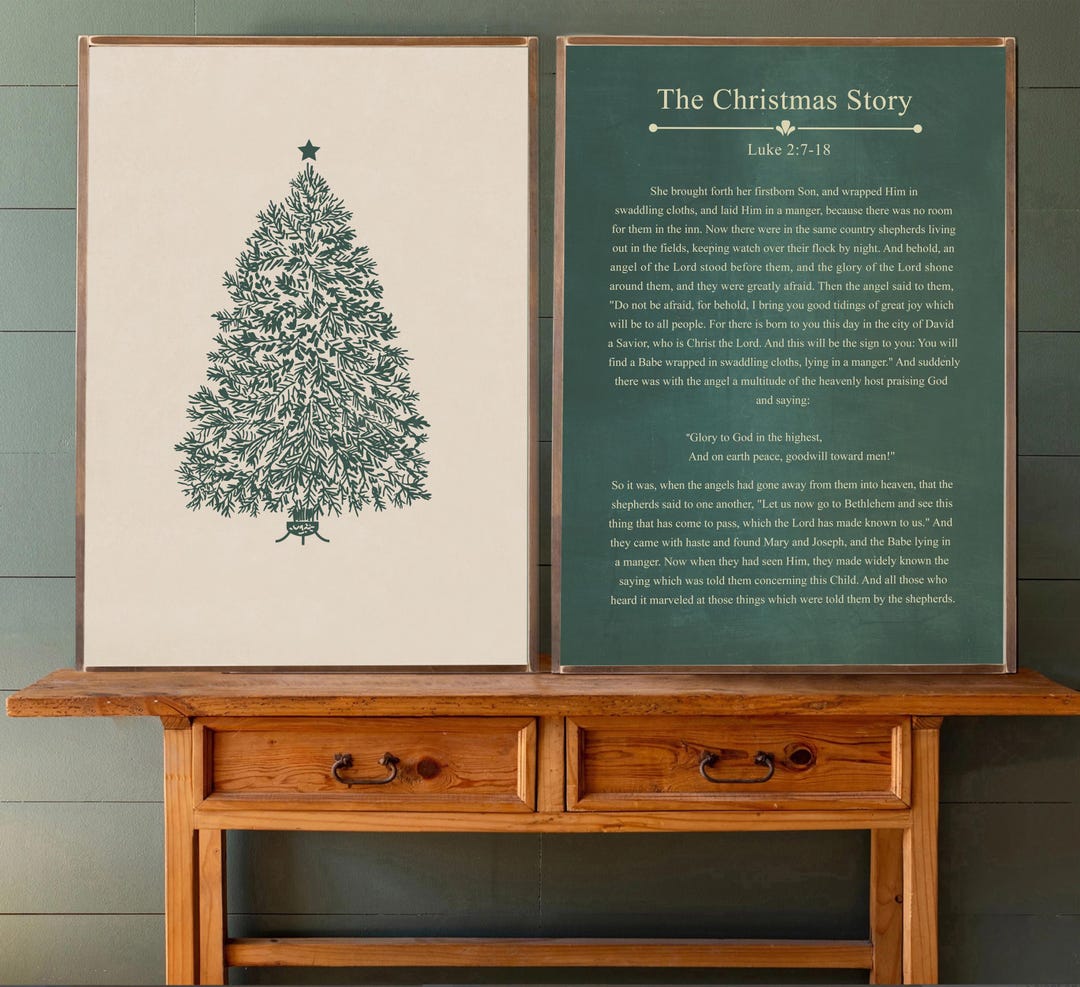 Set of 2 Printable Posters, the Christmas Story, Christmas Tree ...