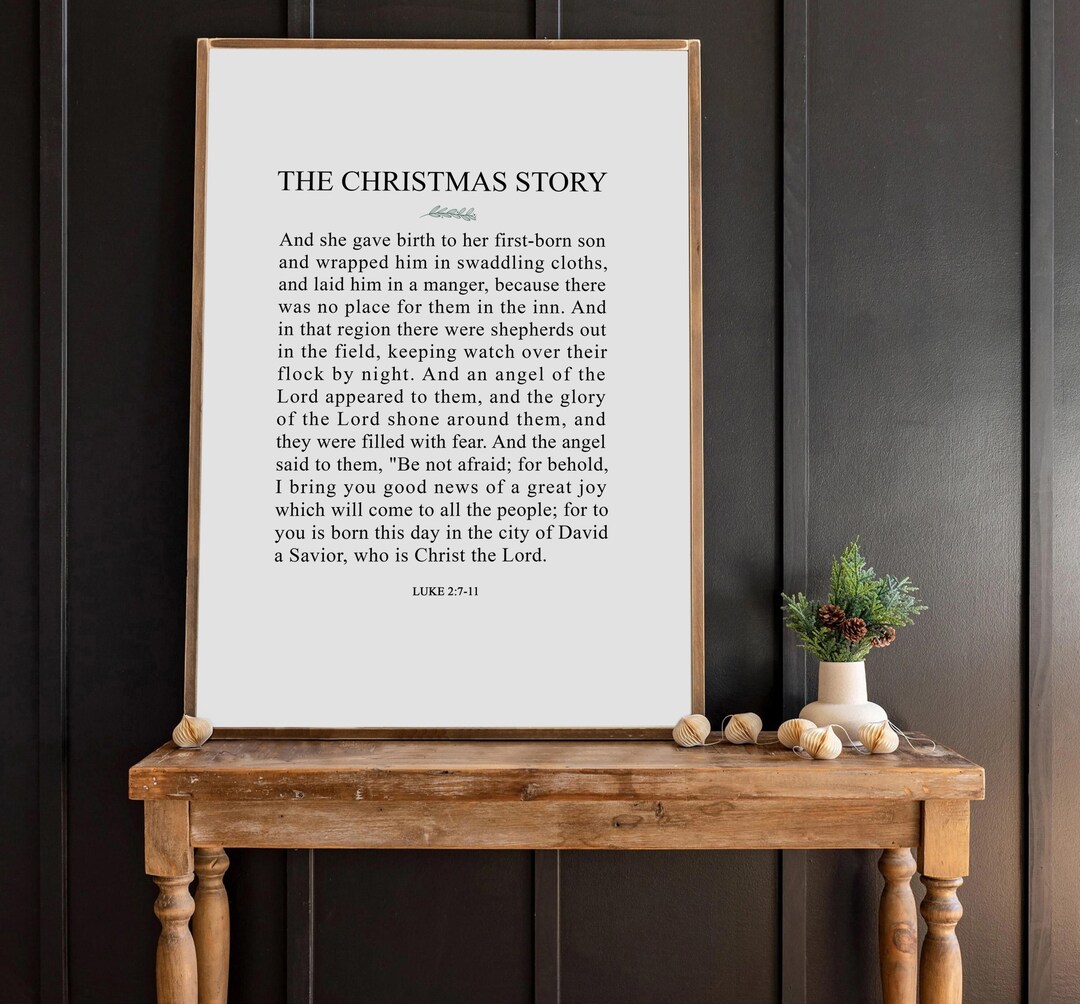 The Christmas Story | Bible Verse Print | Christian Art | Book Page ...