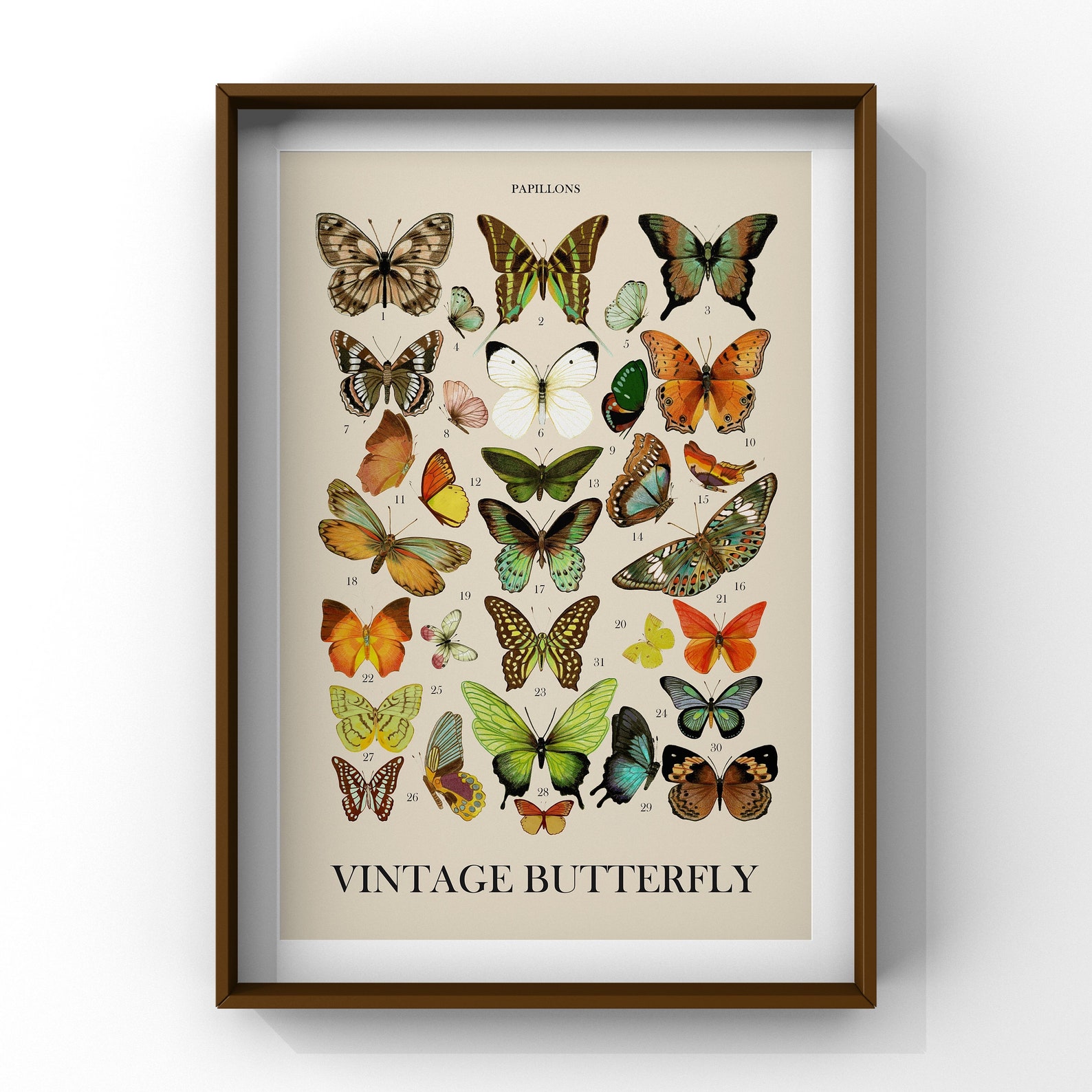 Butterfly Poster Printable Hand-drawn Beige Monarch | Etsy
