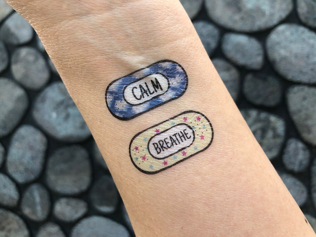 Calming Temporary Tattoos, Calm Breathe, 16 Self-care Tattoos per Pack ...