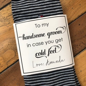 Wedding Cold Feet Sock Wrapper Personalized Sock Label Grooms | Etsy