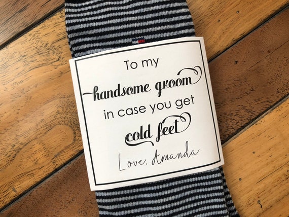 Wedding Cold Feet Sock Wrapper Personalized Sock Label Grooms | Etsy