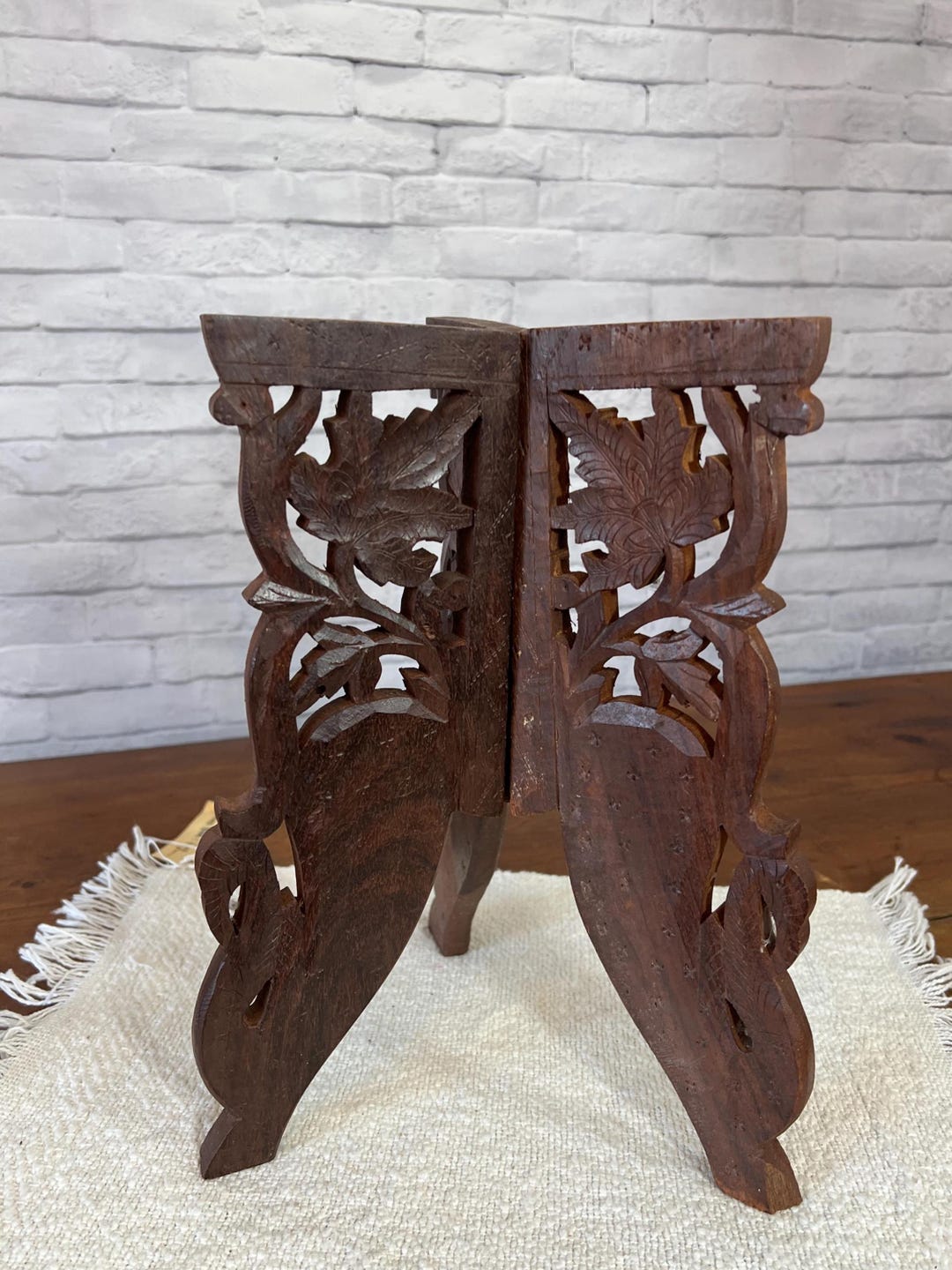 Three-legged Carved Wood Plant Stand (3985) - Etsy