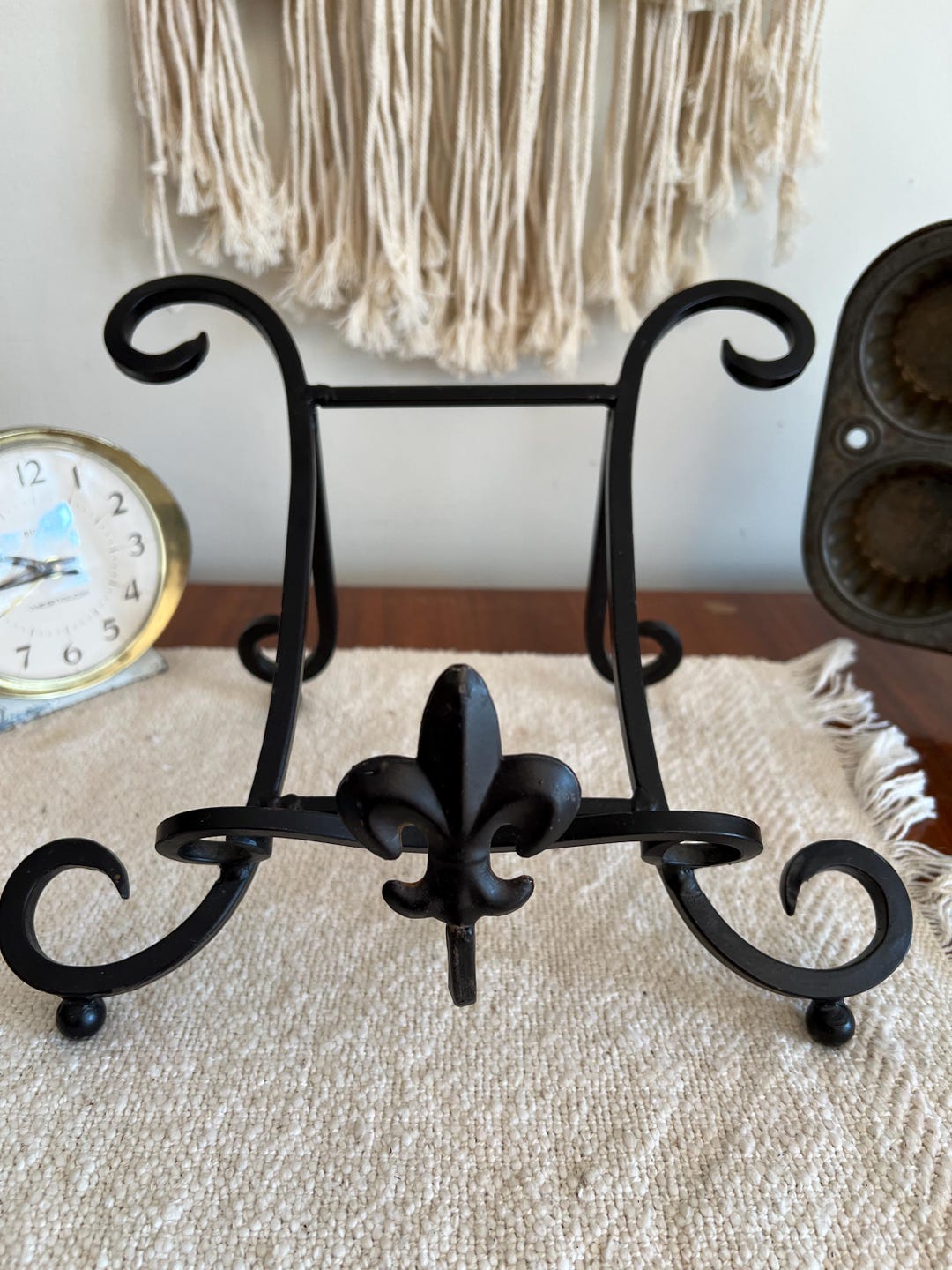 Vintage Brutalistic Wrought Iron Book Holder Stand With Fleur De Lis ...